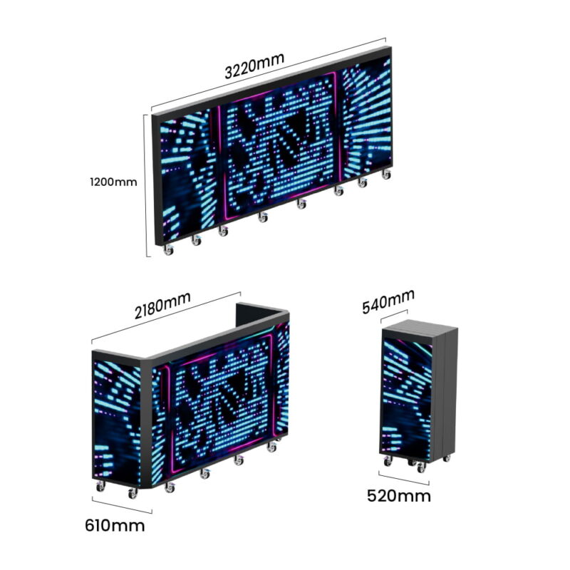 LED Fully Folding DJ Booth | 6-Fold Design for Events